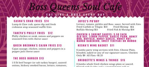 Boss Queens Soul Cafe Menu - Norfolk, Virginia | Sirved