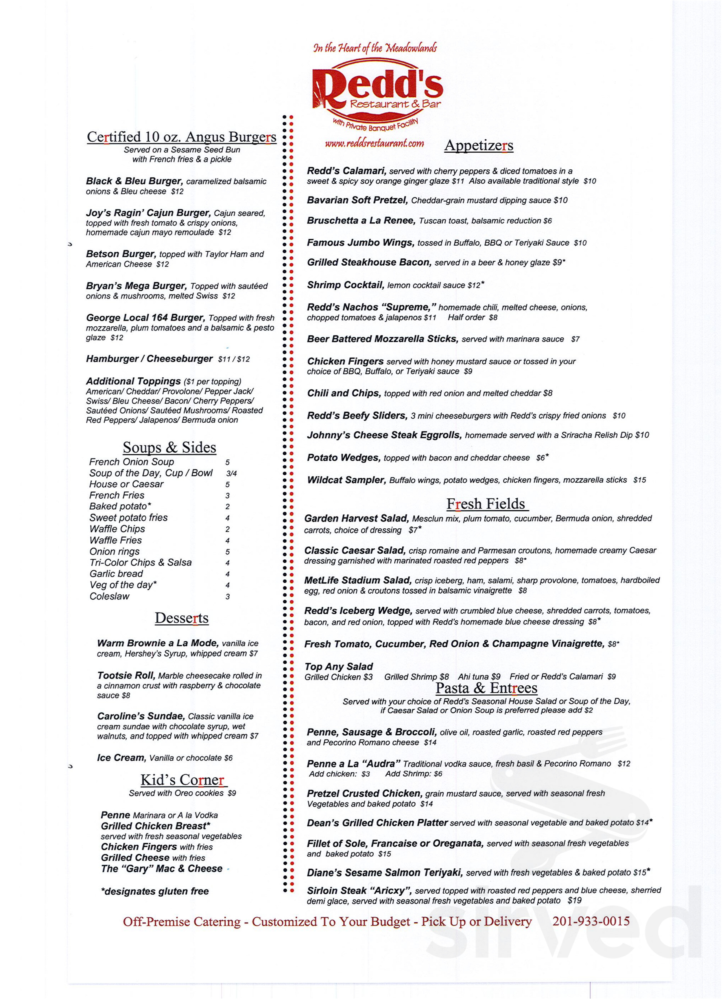 Menu for Redds in Carlstadt, NJ | Sirved