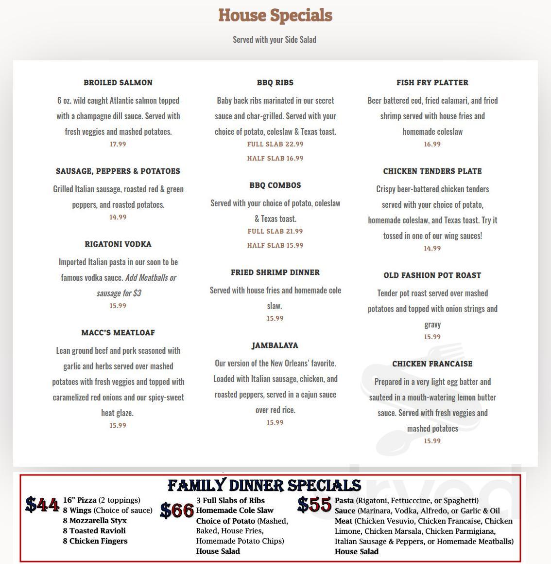 Menu for Shoeless Joe's Ale House & Grille in Addison, IL | Sirved