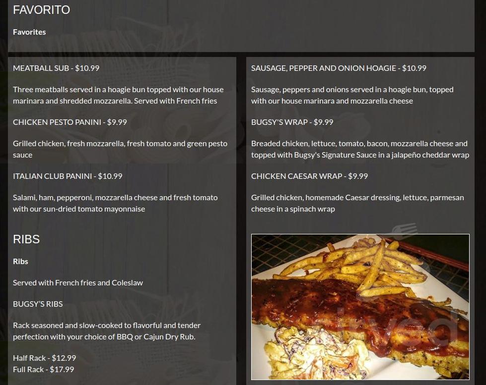 Bugsy's Italian Cuisine menus in Massillon, Ohio, United States