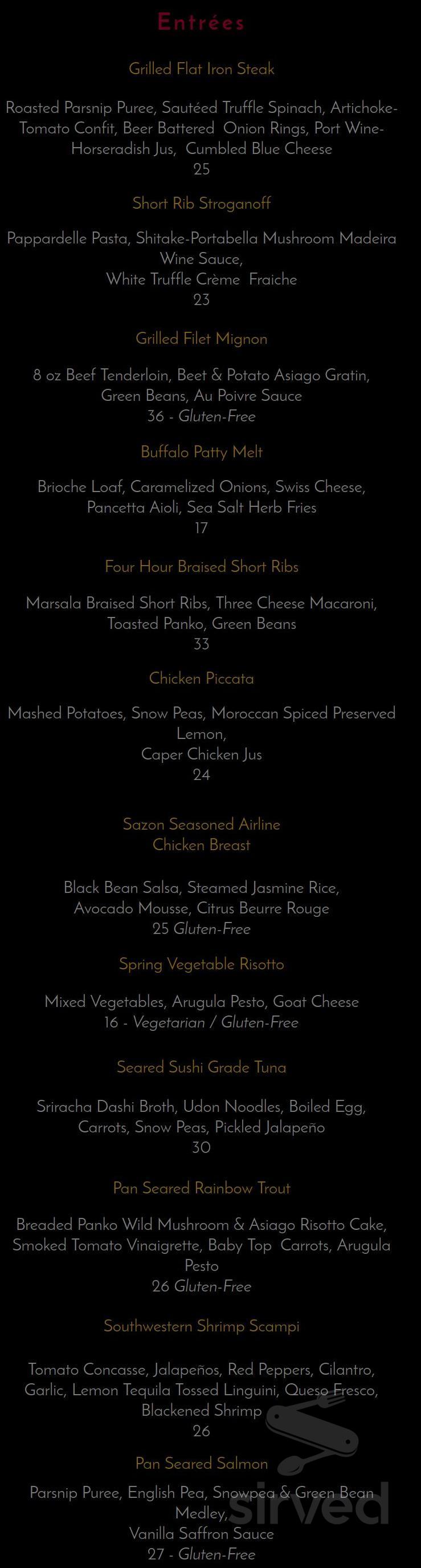 The Belvedere Inn menu in Lancaster, Pennsylvania, USA
