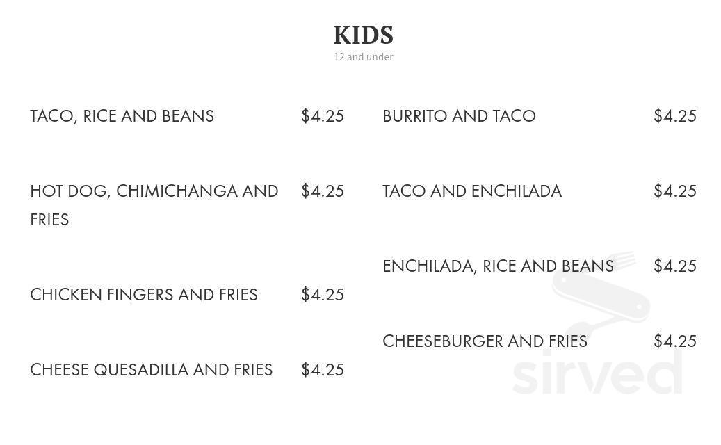 Menu - Champaign IL's El Toro at the Fields | Sirved