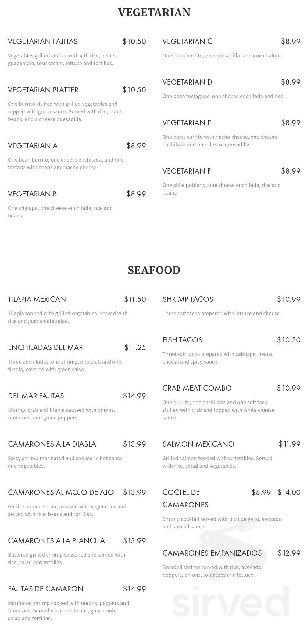 Menu - Champaign IL's El Toro at the Fields | Sirved