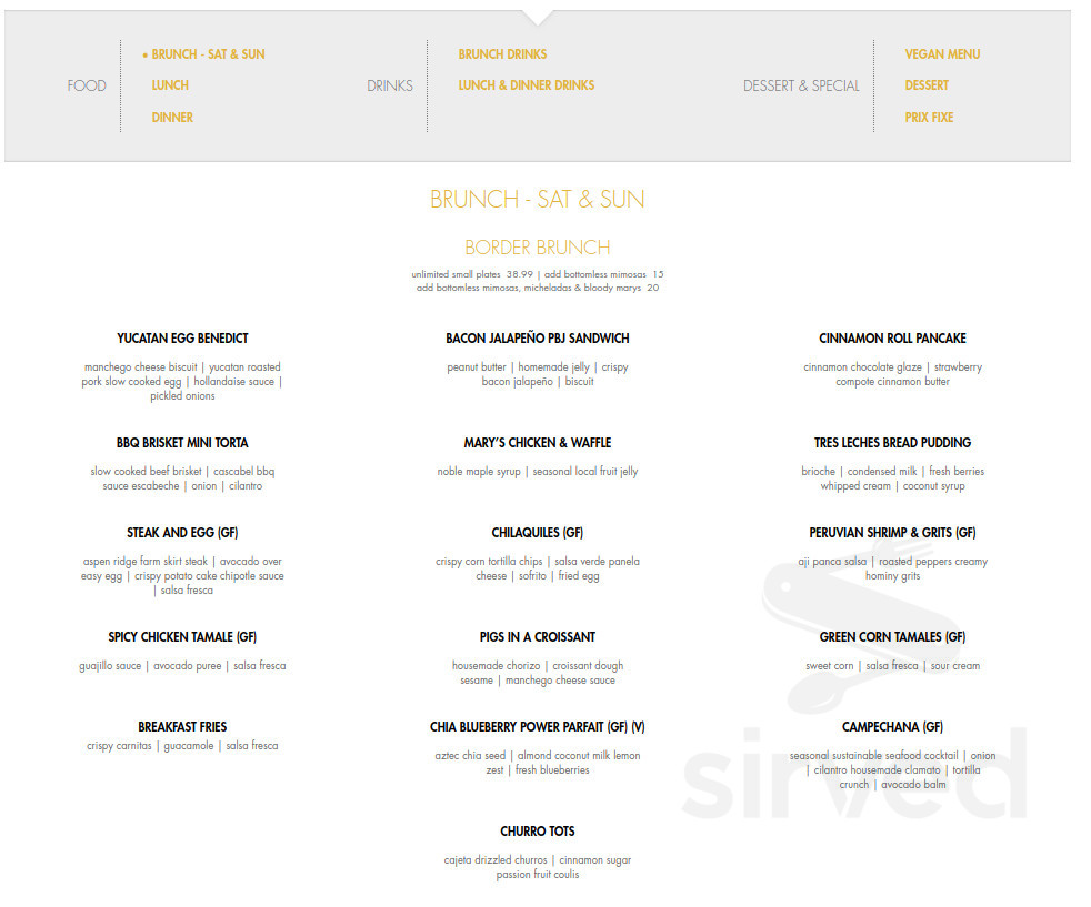 Border Grill Mandalay Bay menu in Las Vegas, Nevada, USA