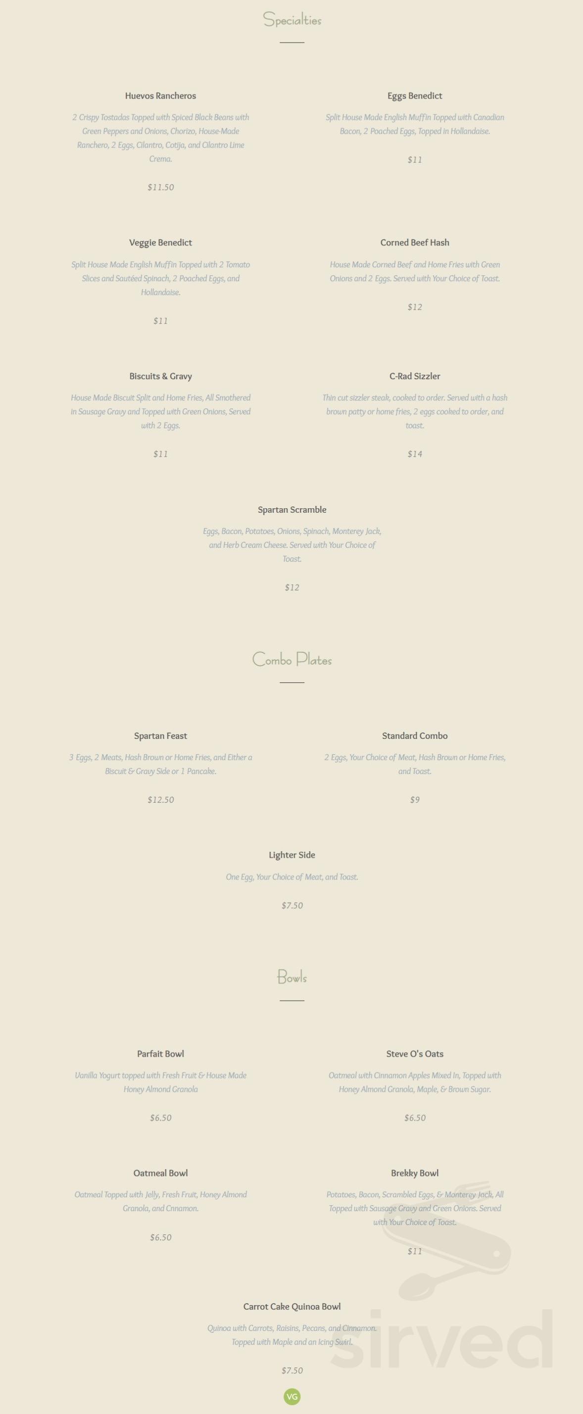 Square One Breakfast & Bakery menu in East Lansing, Michigan, USA