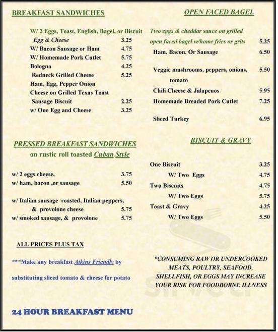 Big Rig 2 menu in DeLand, Florida, USA