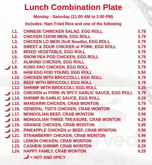 Menu for Eastern Winds Restaurant in Ogden, UT | Sirved