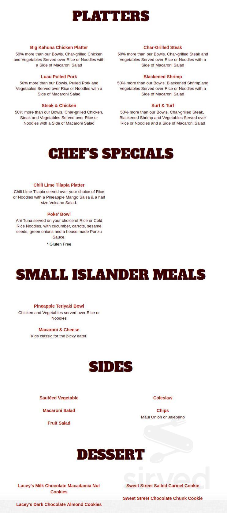 Menu - Simi Valley CA's Fire Island Grill | Sirved