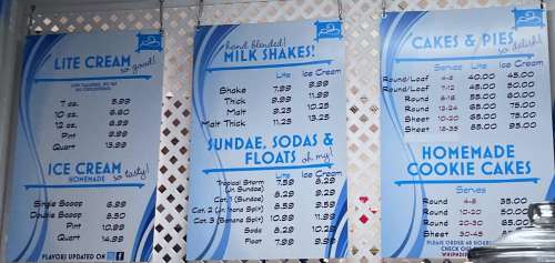 Whip'n Dip Ice Cream Shop menu in Miami, Florida, USA