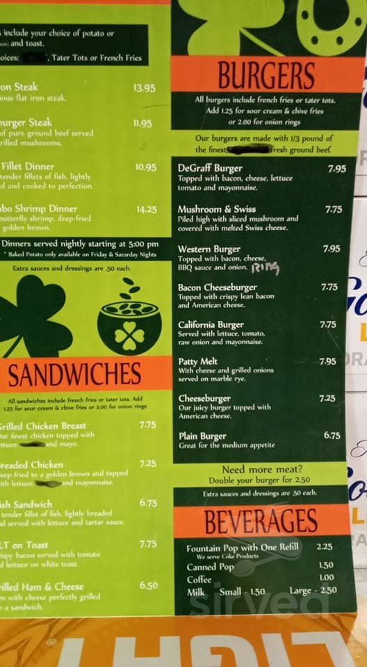 Menu - De Graff MN's Degraff Liquor | Sirved