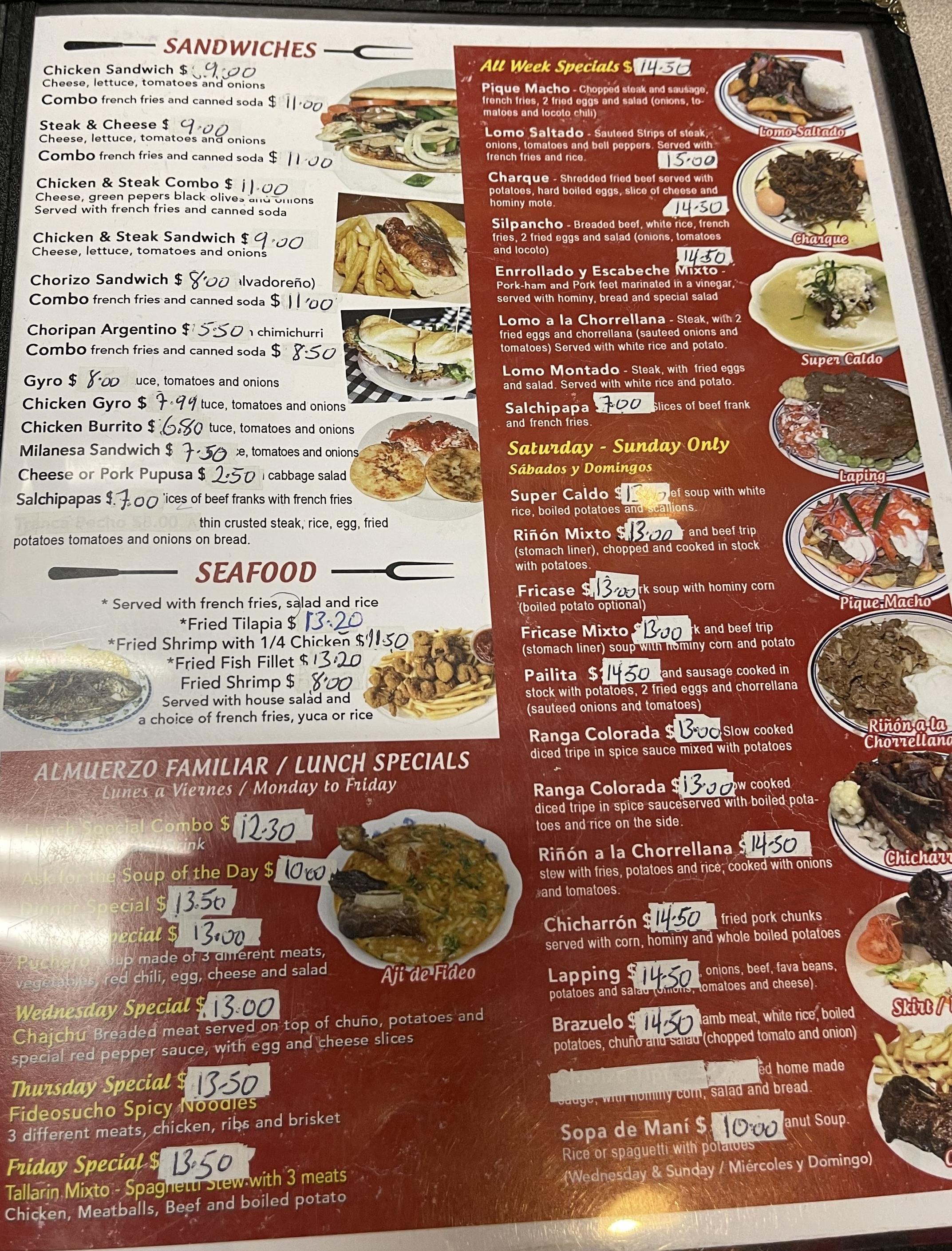 Chicken & Steak Las Brasas menu in Arlington, Virginia, USA