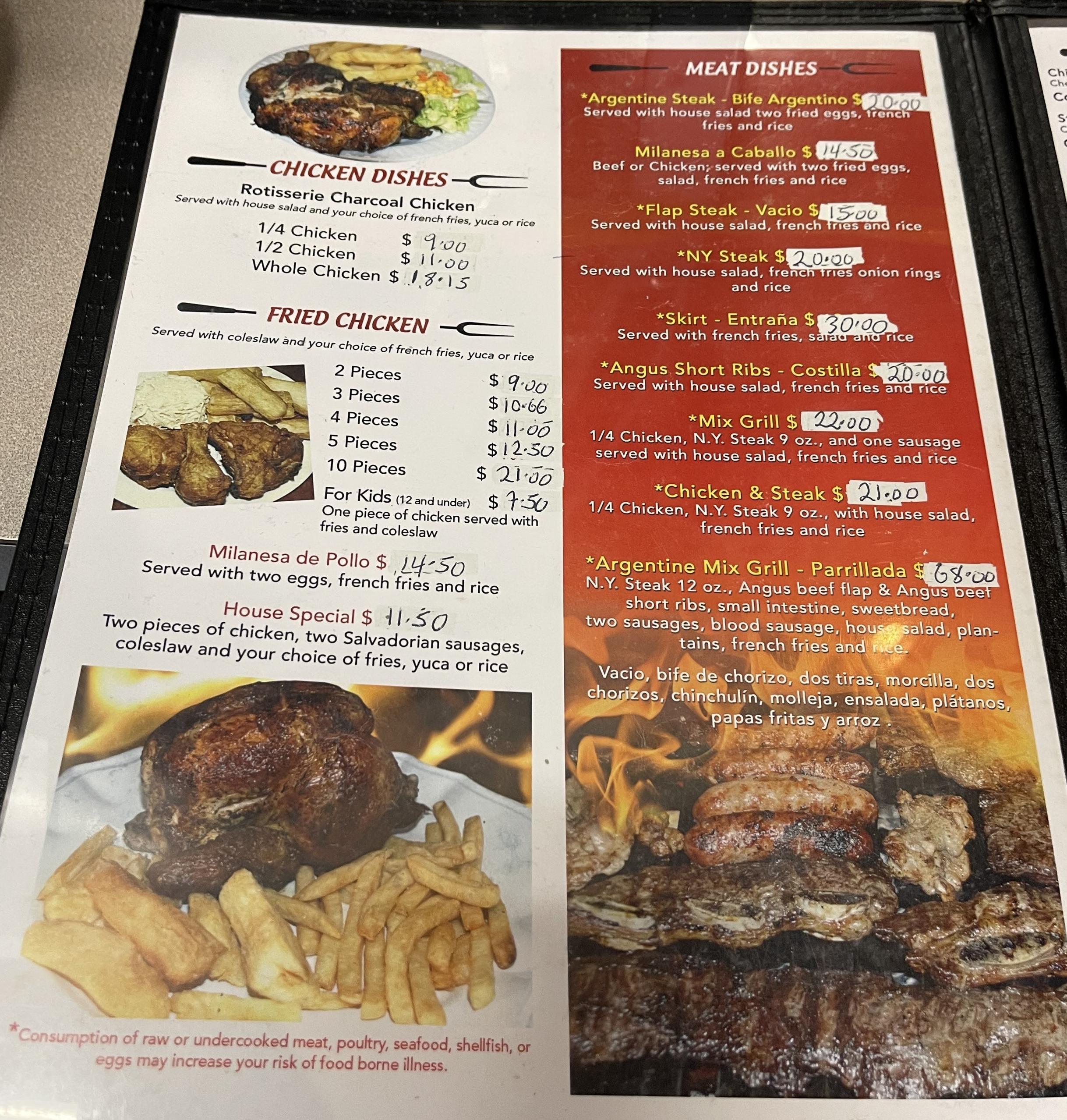 Chicken & Steak Las Brasas menu in Arlington, Virginia, USA