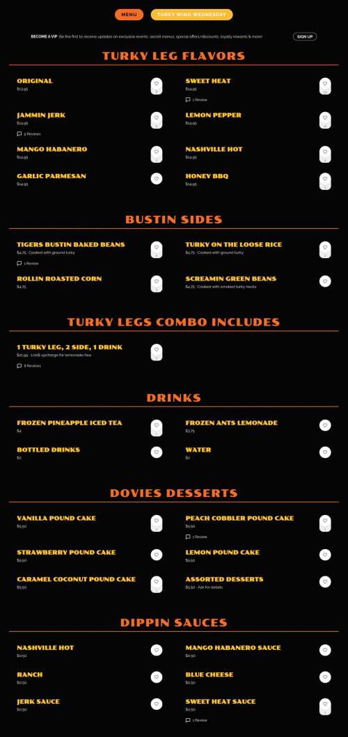 Turky On The Loose menu in Riverdale, Georgia, USA