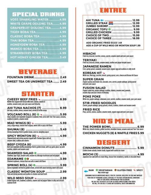 Mirin Fusion Kitchen menu in Augusta, Georgia, USA