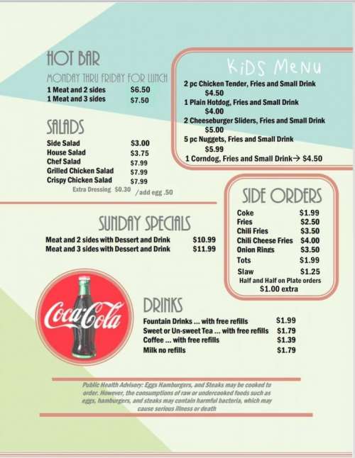 Tavern Cafe menu in Laurens, South Carolina, USA