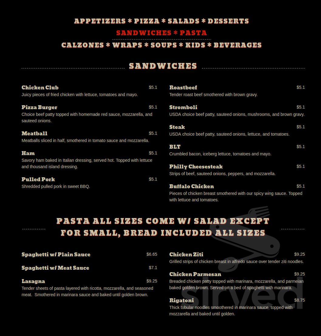 Pasquale's Pizza & Pasta menu in Rome, Georgia, USA