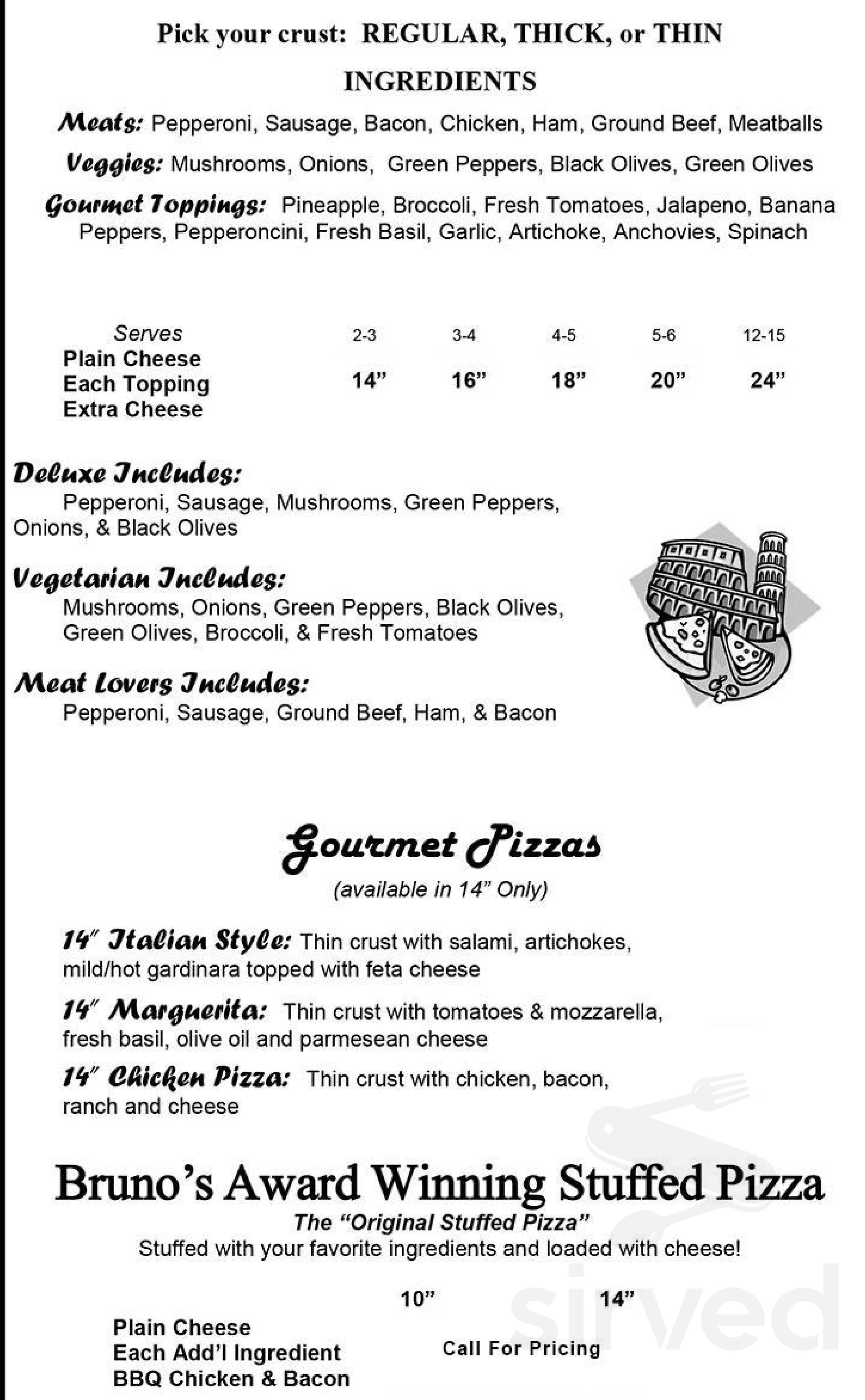 Bruno's home of the 24” Pizza Simonton menus in Elkhart, Indiana ...