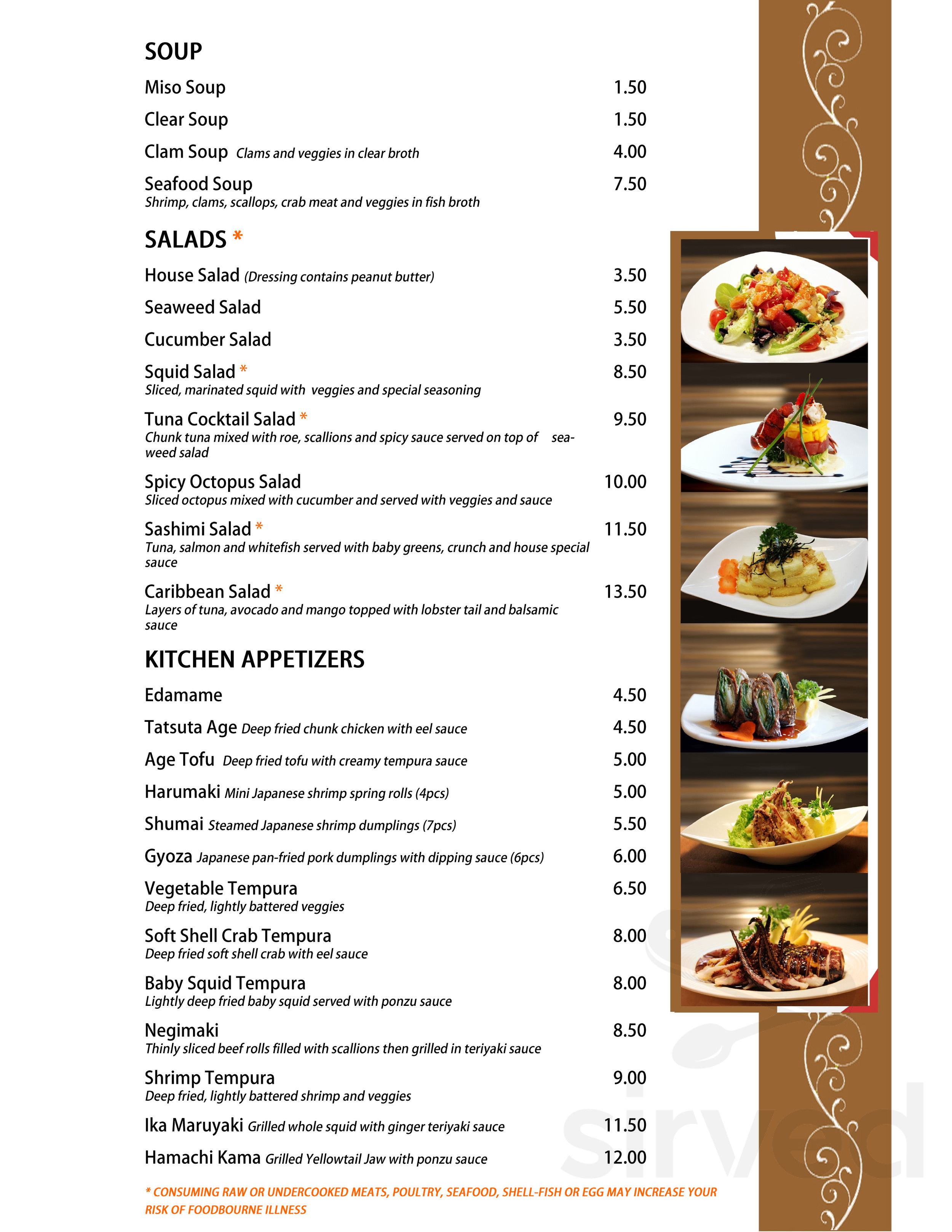 Hanaki Sushi menu in Chesapeake, Virginia, USA