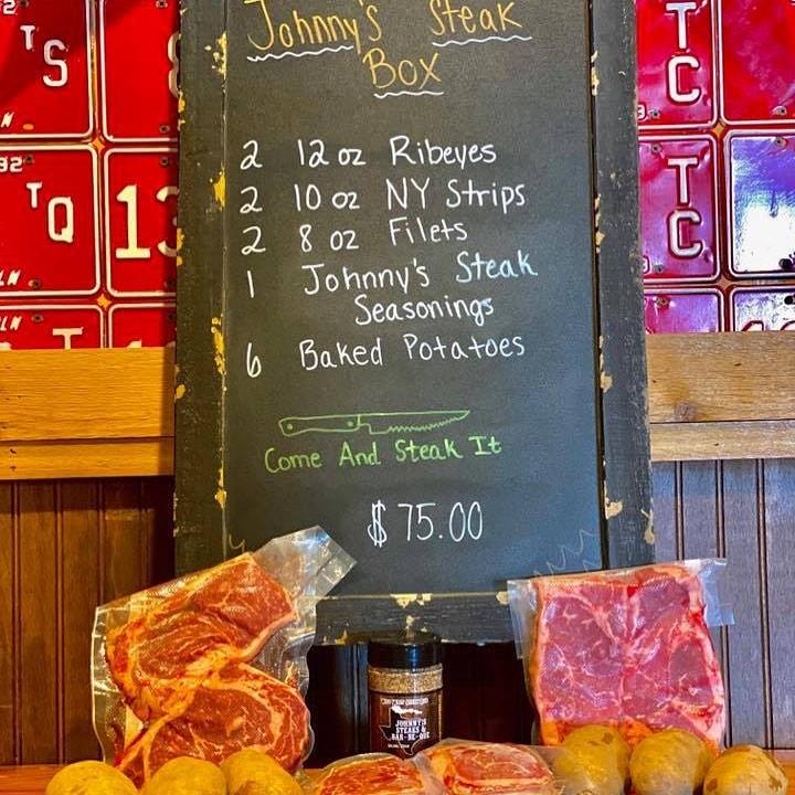Johnny's Steaks & Bar-Be-Que menu in Salado, Texas, USA