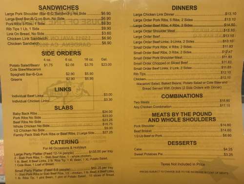 Jay Bee's Bar-B-Q menu in Gardena, California, USA
