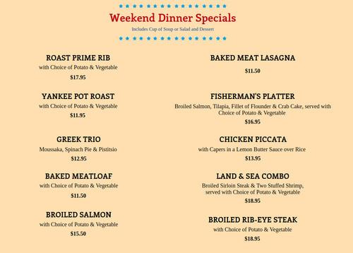 Franklin Park Diner menu in Franklin Park, New Jersey, USA