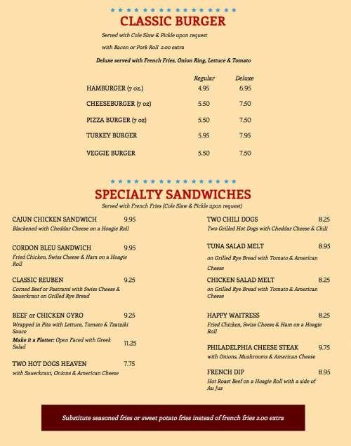 Franklin Park Diner menu in Franklin Park, New Jersey, USA