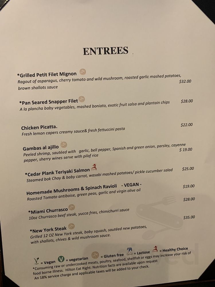 Brisa Bistro menu in Miami, Florida, USA