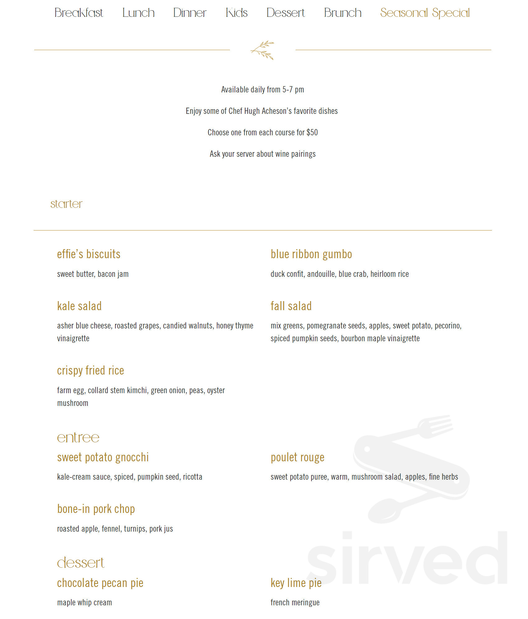 Ovide menu in Miramar Beach, Florida, USA