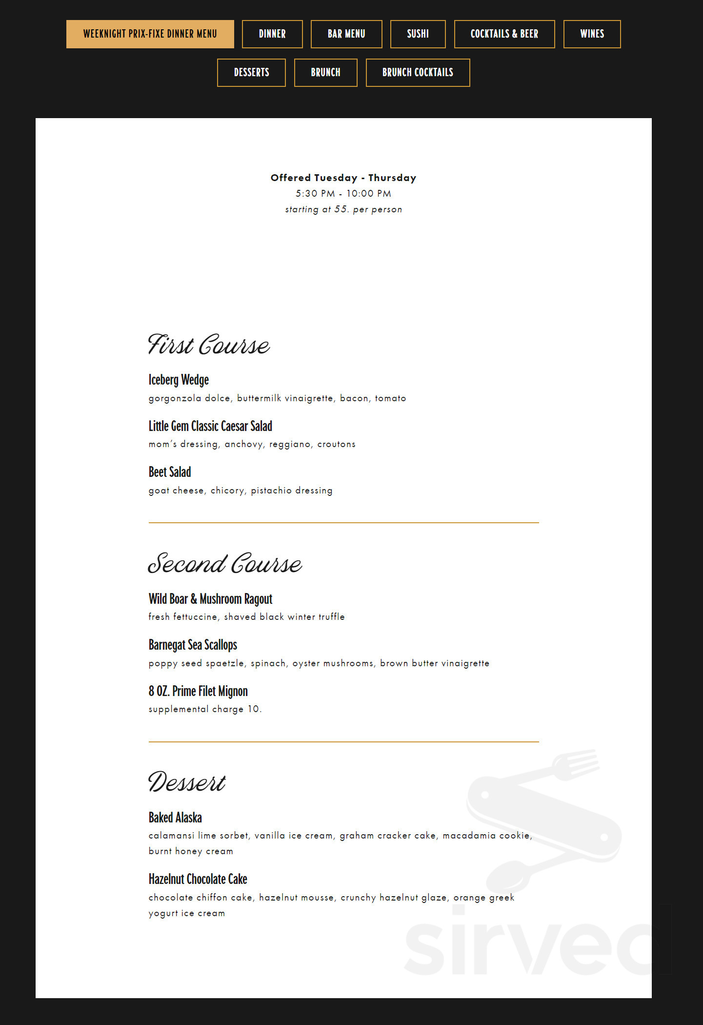 The Feathered Fox menu in Livingston, New Jersey, USA