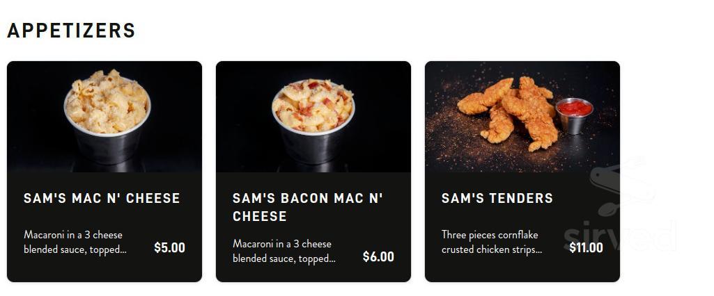 Sam's Crispy Chicken menu in Santa Monica, California, USA