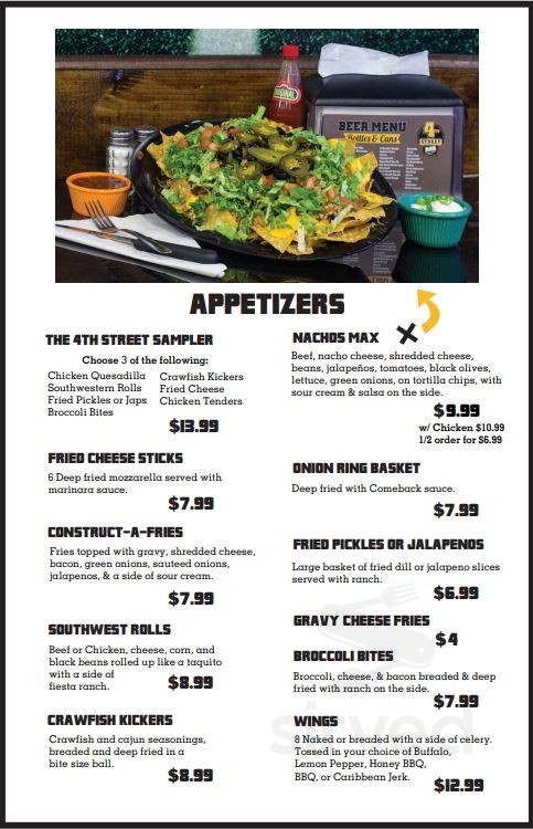 4th Street Bar menu in Hattiesburg, Mississippi, USA