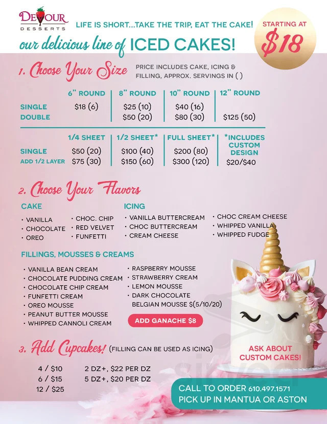 Menu - Mantua Township NJ's Devour Desserts | Sirved