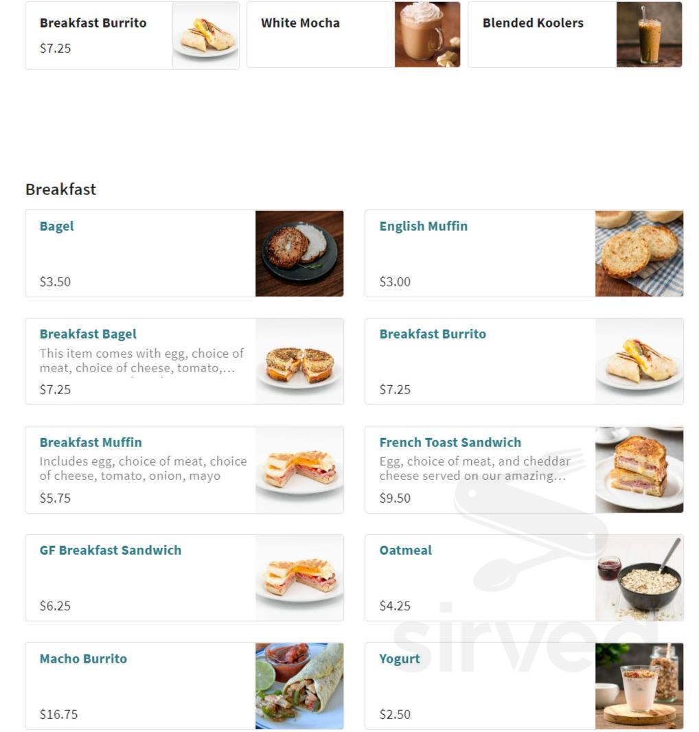 Kaffe 101 menu in Coos Bay, Oregon, USA