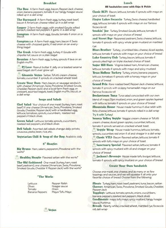 Menu - Watkins Glen NY's Glen Mountain Market Bakery & Deli | Sirved