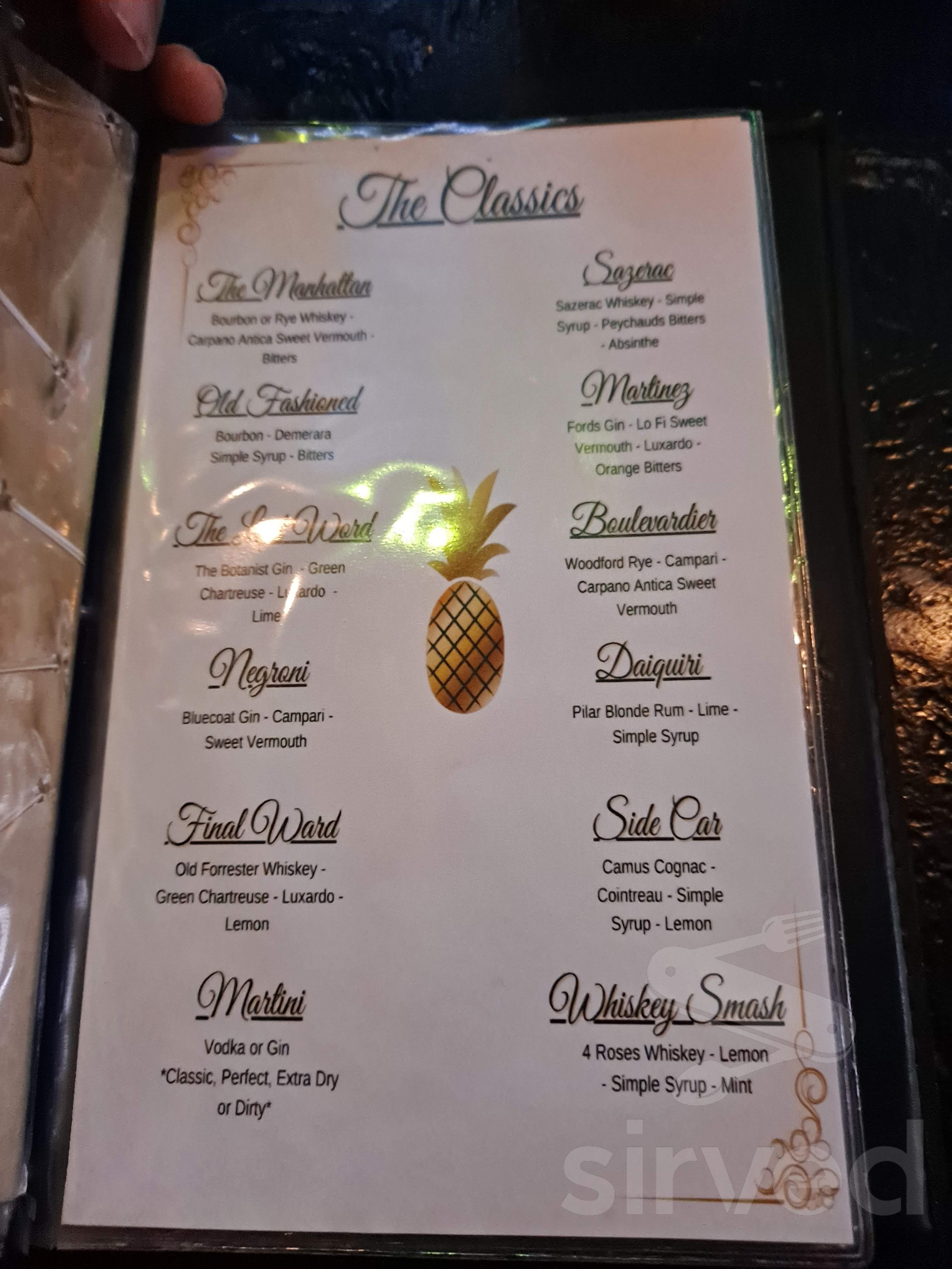 Sol Mar Cocktail Lounge menu in Vero Beach, Florida, USA