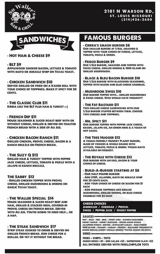 Menu for Suwallers Bar & Grill in St. Louis, MO | Sirved