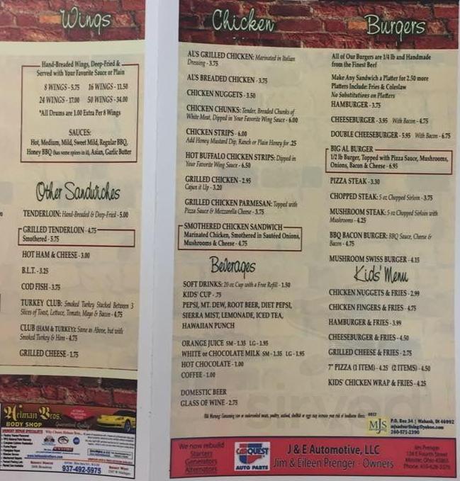 Al's Place Pizza menus in Fort Loramie, Ohio, United States