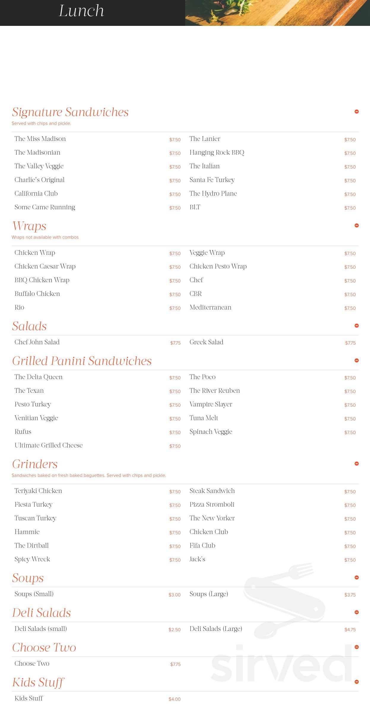 Menu for The Red Pepper in Madison, IN | Sirved