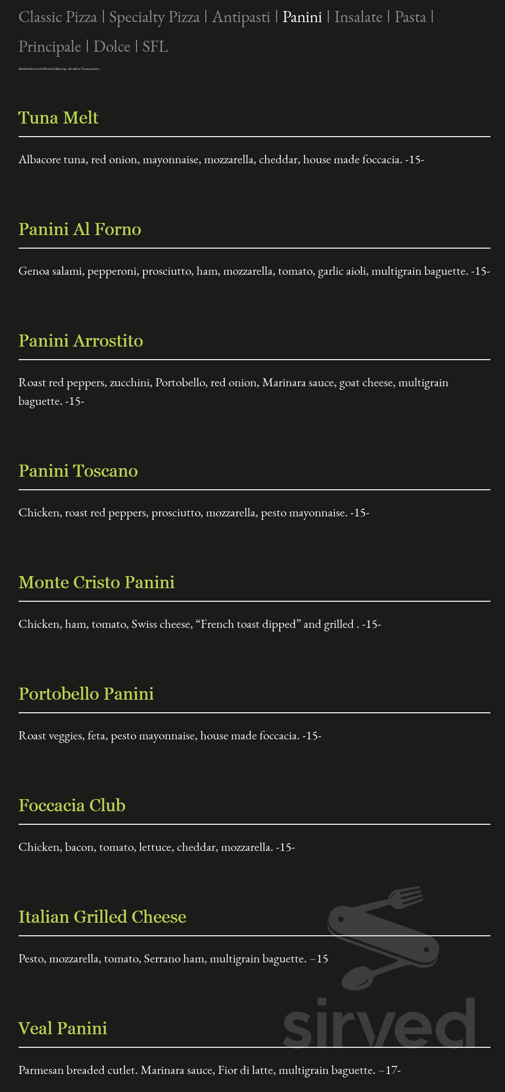 Menu - Dartmouth NS's La Cucina Cafe Pizzeria and Spaghetti House | Sirved