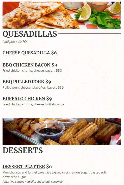 The Upstairs Pub menu in Bloomington, Indiana, USA