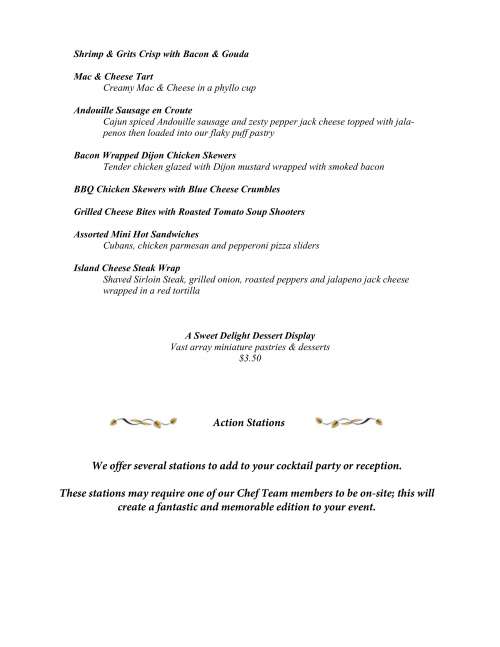 Riverfront Cafe & Catering menu in Jacksonville, Florida, USA
