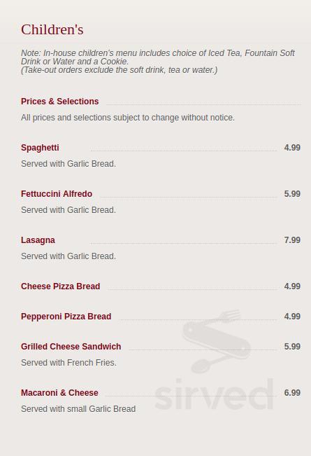 Menu for Papa Dante's Italian Restaurant in Converse, Texas, United States