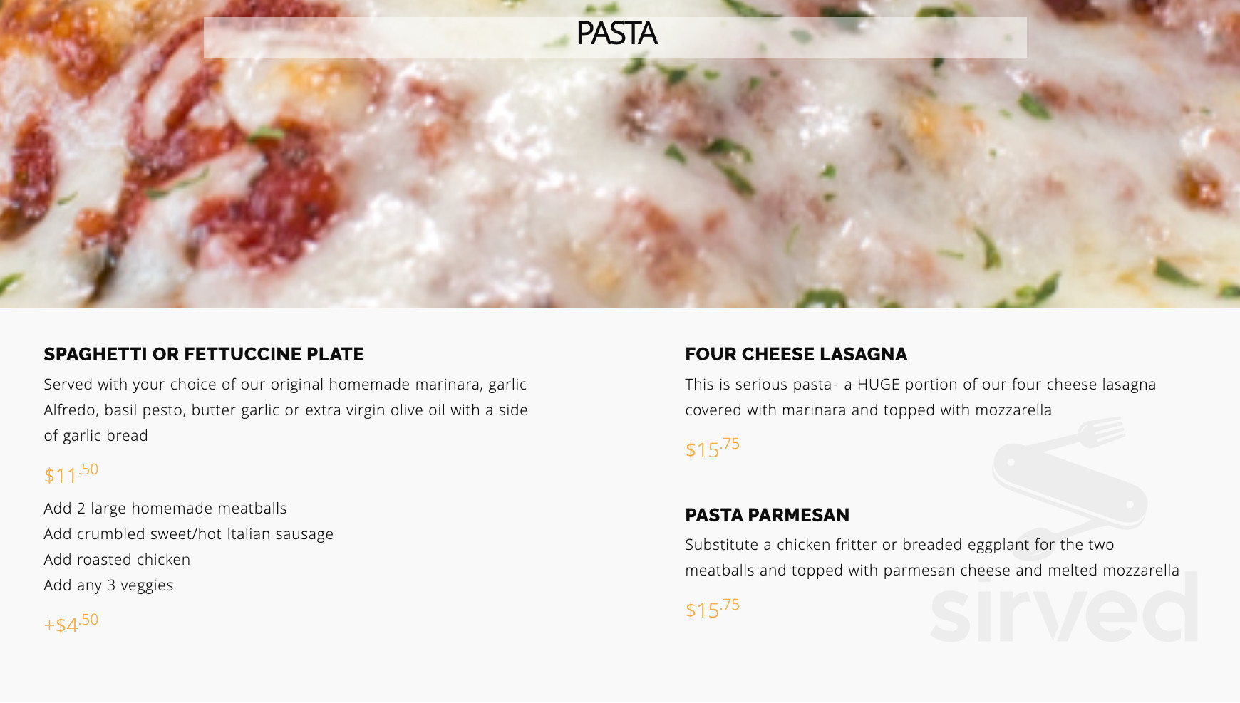 Peppino's Pizza & Subs menu in Frisco, Colorado, USA