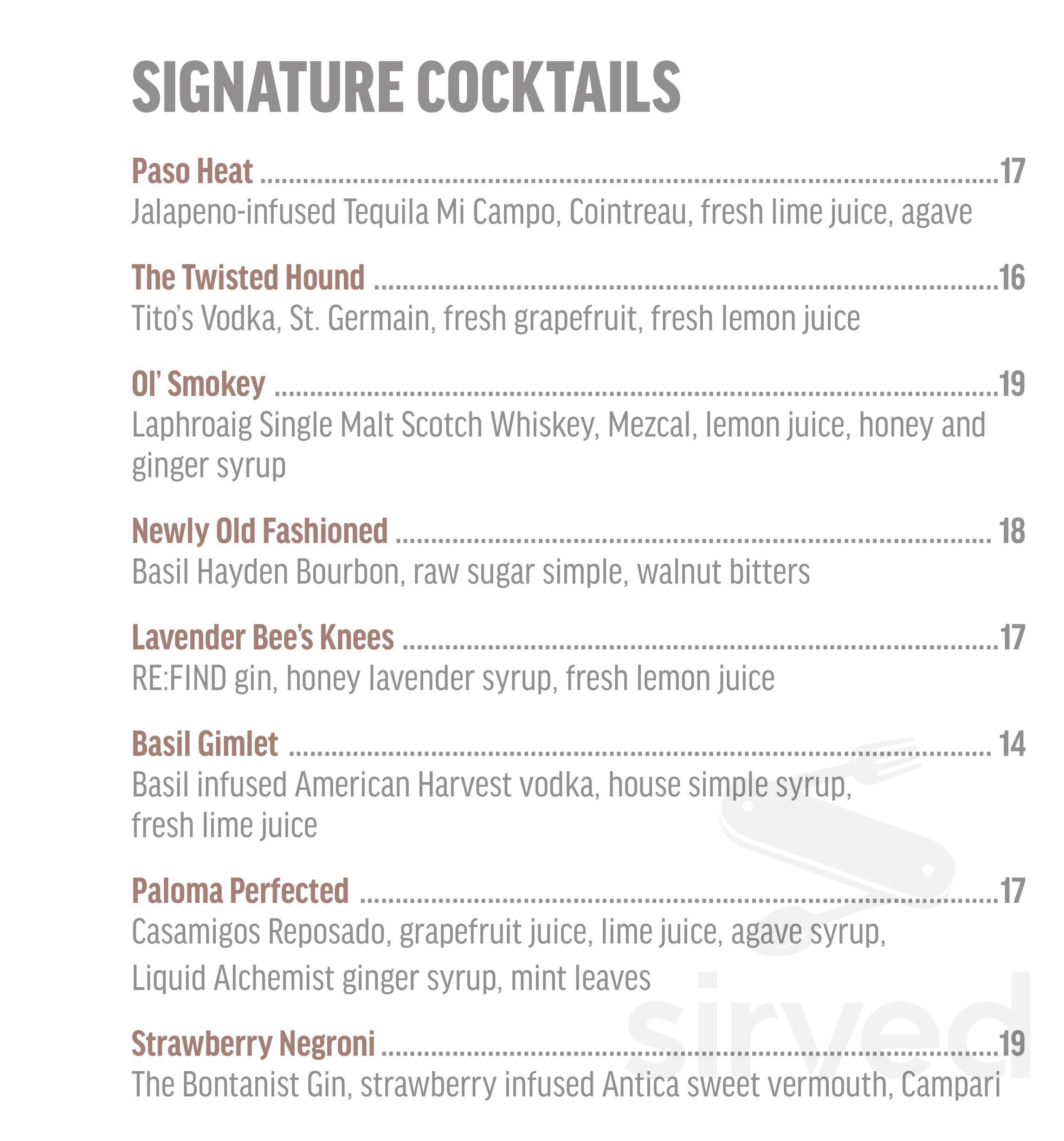 Tetto Rooftop Bar menus in Paso Robles, California, United States