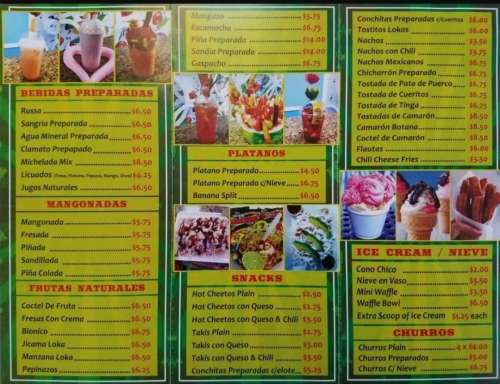 Refresqueria Zona Tropical menu in Houston, Texas, USA