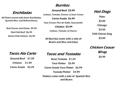 Vekol Cafe (inside Vekol Market) menu in Maricopa, Arizona, USA