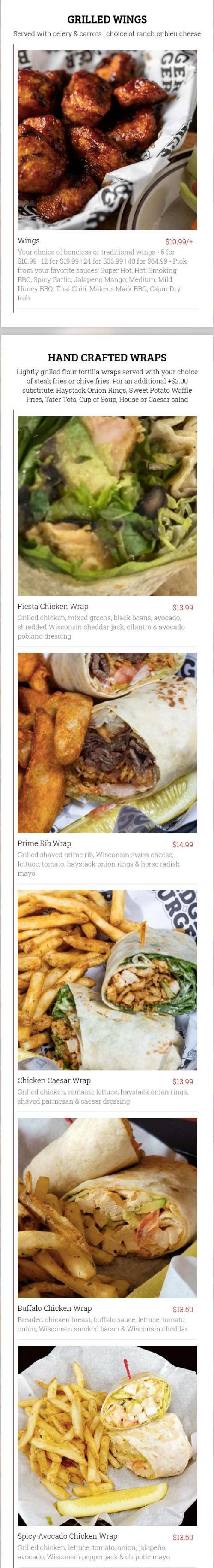 Badger Burger Company Richfield menu in Richfield, Wisconsin, USA