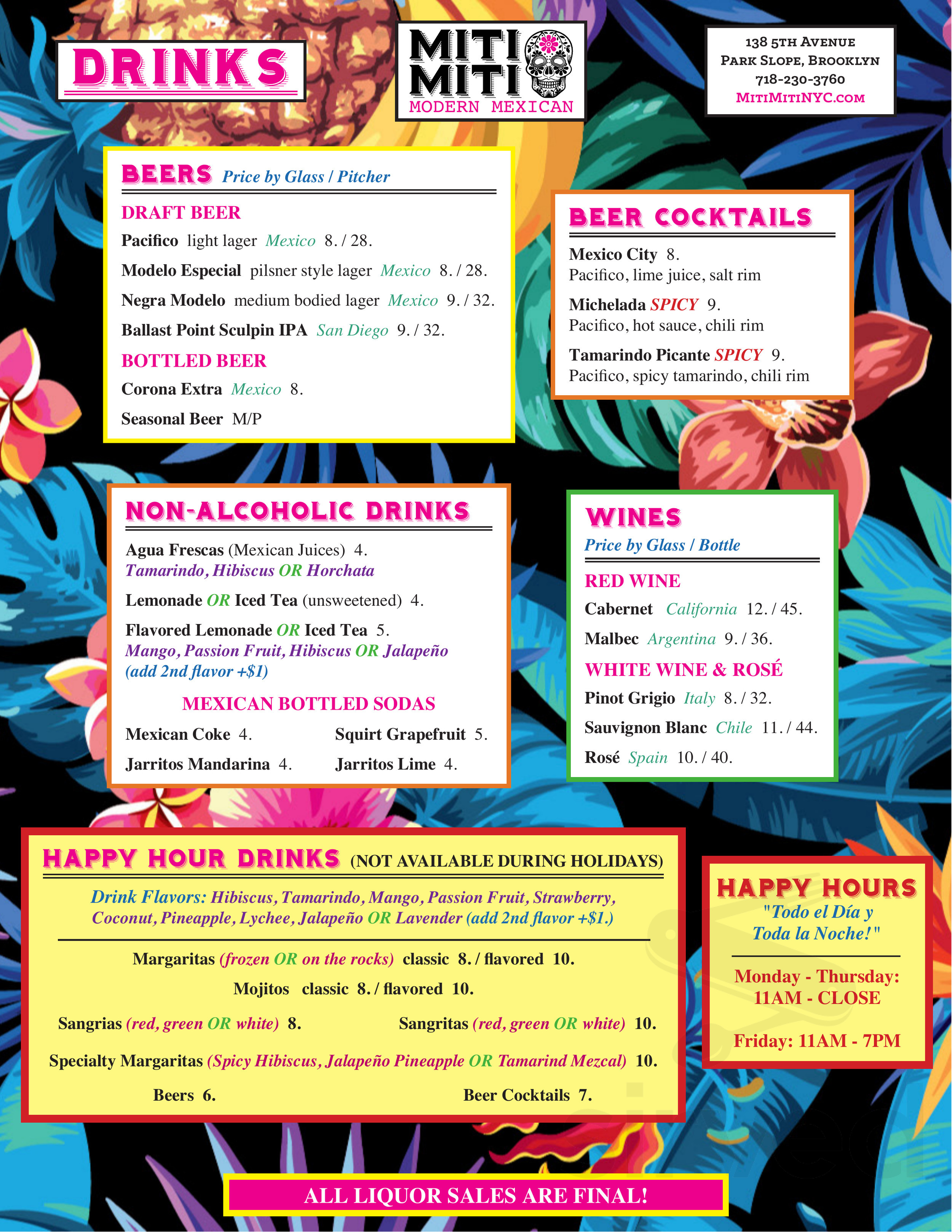 Miti Miti menu in Brooklyn, New York, USA