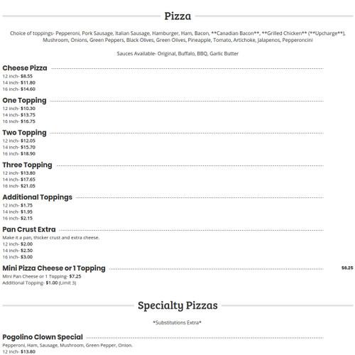 Pogolino's Pizza and More menu in Festus, Missouri, USA
