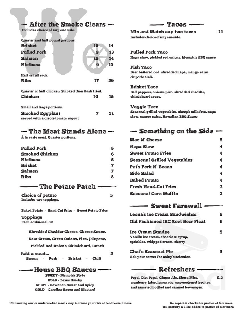 Menu - Pittsburgh PA's Wheelfish | Sirved